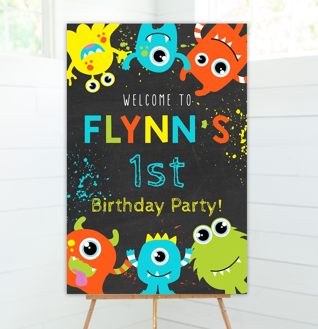 Monster 1st Birthday Welcome Sign · Little Monster Theme · Cute ...