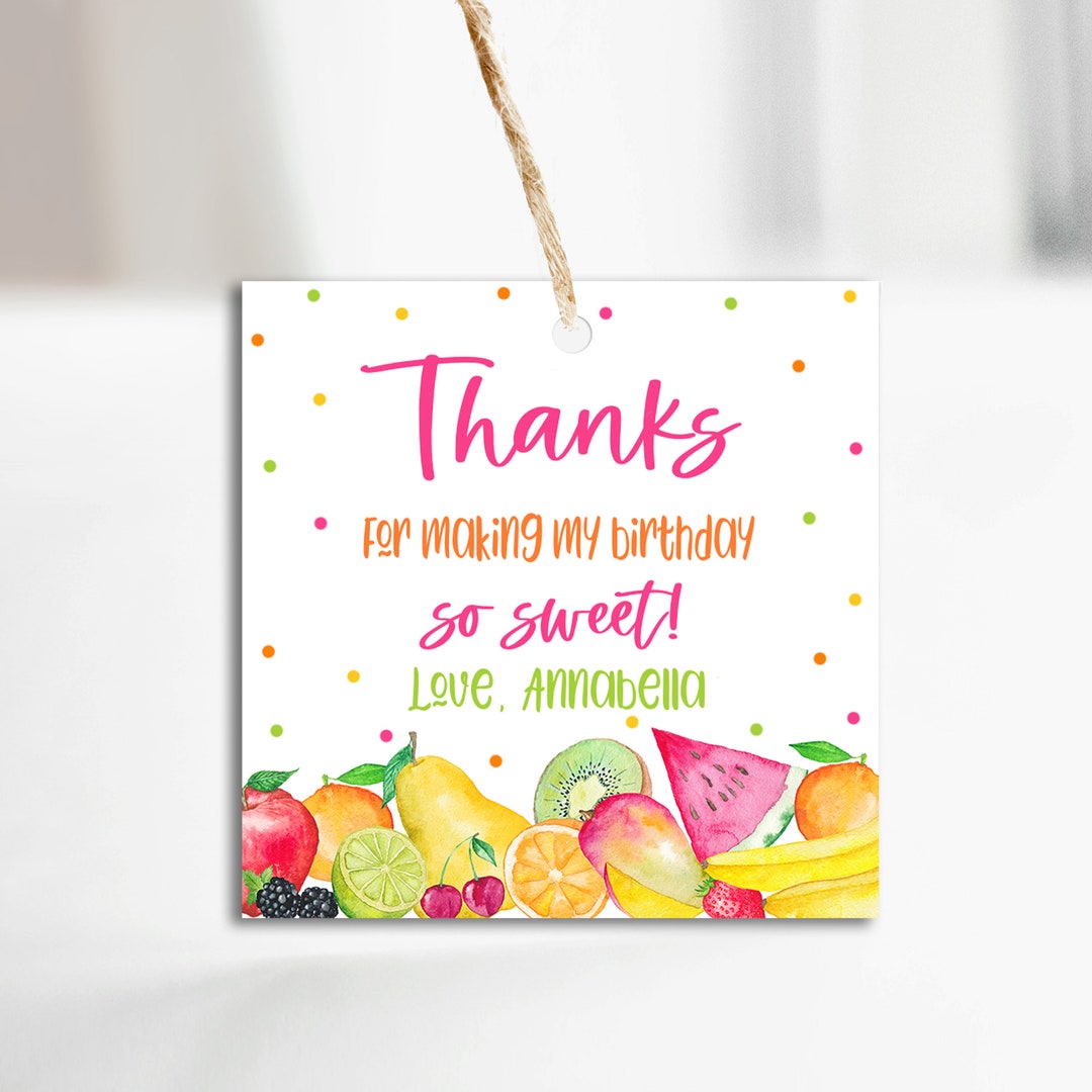 Fruit Birthday Party, Twotti Fruity Favor Tags, Fruit Party, Sweet ...