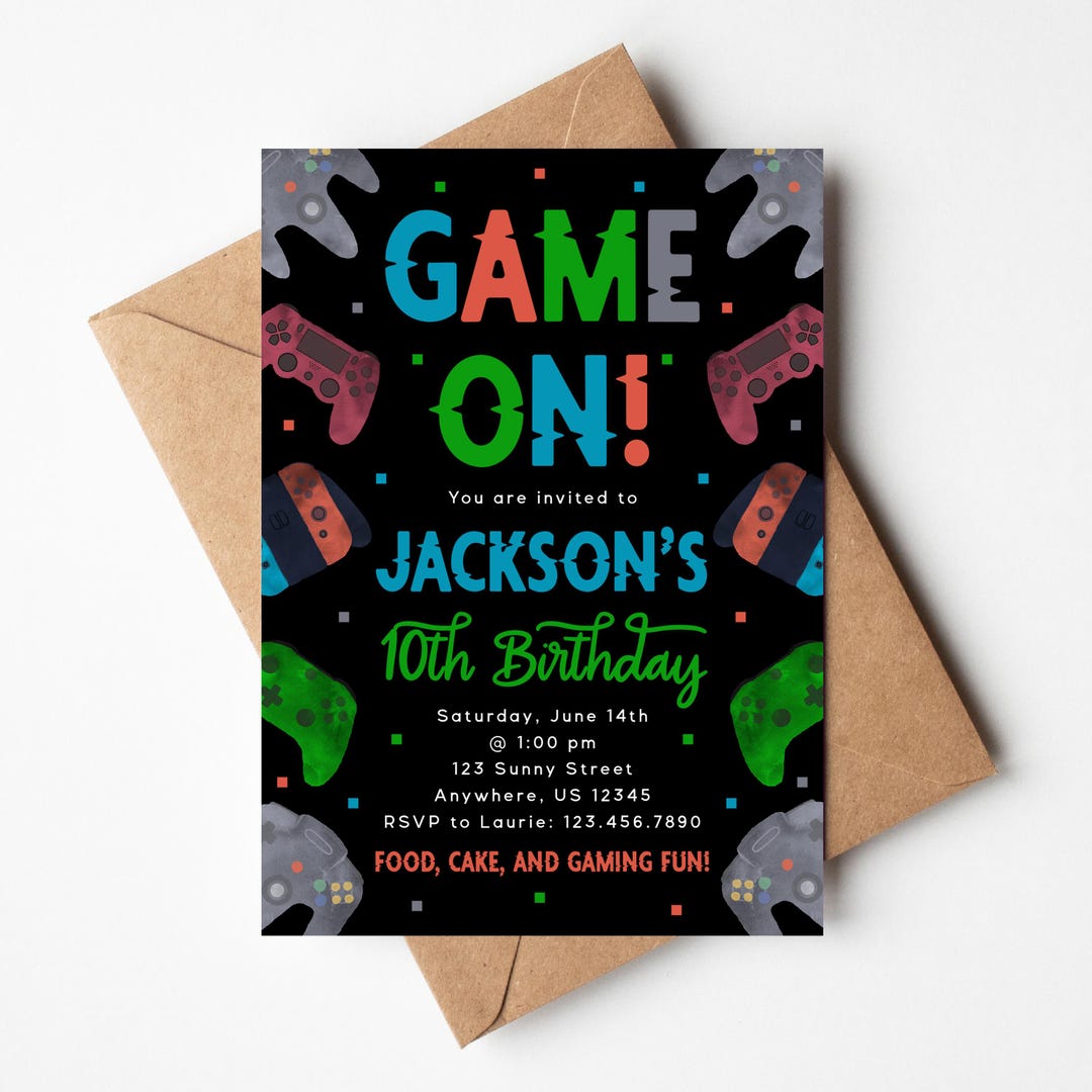 Video Game Birthday Invitation, Gamer Party Invite, Digital Invite ...