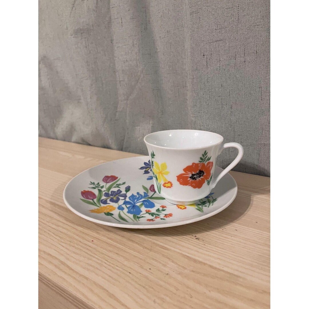 Primavera Taste Setter by Sigma Floral Tea Cup and Snack Plate (set of ...