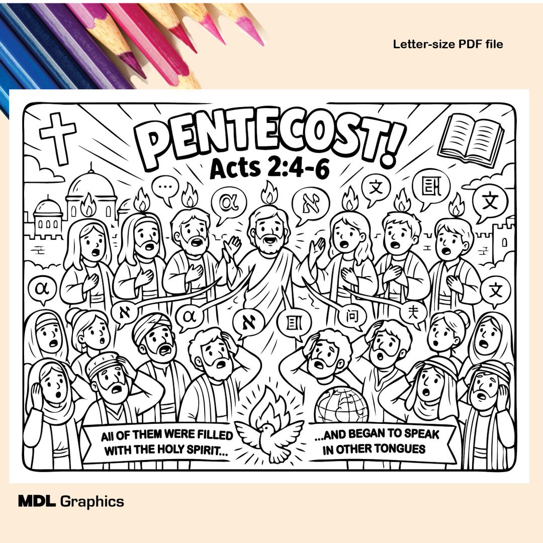 Pentecost Coloring Page, Bible Activity, Sunday School, Children's ...