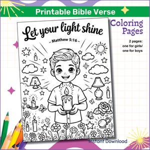 Let Your Light Shine Matthew 5:16 Coloring Page | Christian Kids ...
