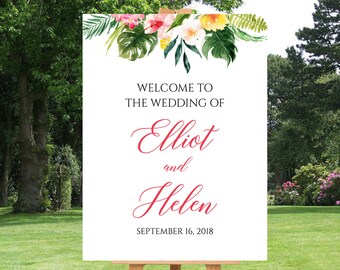 Pink Tropical Welcome Sign - Etsy