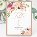 Rose Gold Editable Table Numbers, Floral Table Numbers, Pink Blush Boho ...