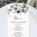 Olive Editable Menu, Olive Branch Greenery Table Wedding Menu ...