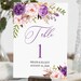 Purple Boho Editable Table Numbers, Printable Purple Lilac Floral Table ...