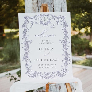 Dusty Lilac Chinoiserie Welcome Poster Template, Toile De Jouy Wedding ...