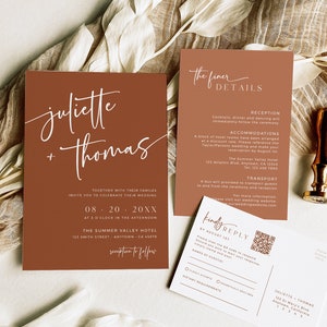 Rust Wedding Invitation Set, Desert Invite Set, Boho Wedding Invitation ...