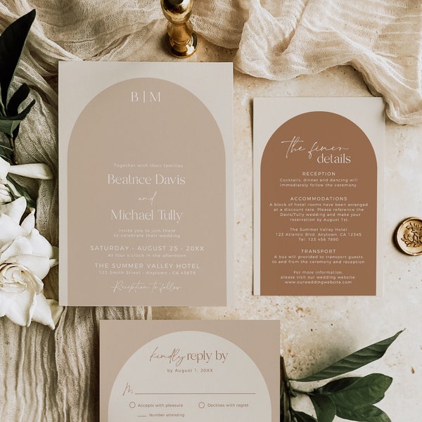 Arch Invitation Suite Template - Etsy