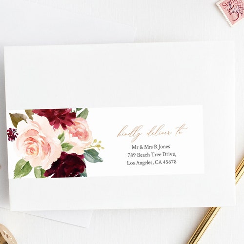 Editable Peach Rose Wrap Around Address Label Template Peach - Etsy