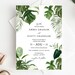Editable Monstera Wedding Invitation, Tropical Greenery Wedding Invite ...