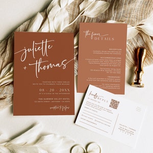 Rust Wedding Invitation Set, Desert Invite Set, Boho Wedding Invitation ...