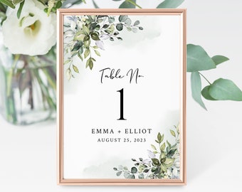 Watercolor Eucalyptus Table Numbers - Etsy