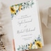 Sunflower Editable Booklet Program, Foldable Yellow Floral Wedding ...