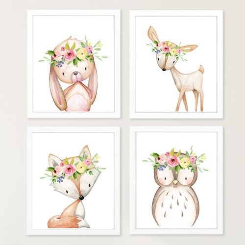 Boho Woodland Animals Printable Nursery Art Forest Animals | Etsy