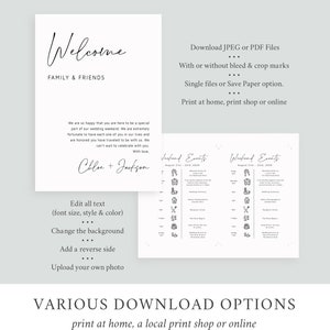 Minimalist Editable Welcome Bag Letter Itinerary, Minimal Wedding ...