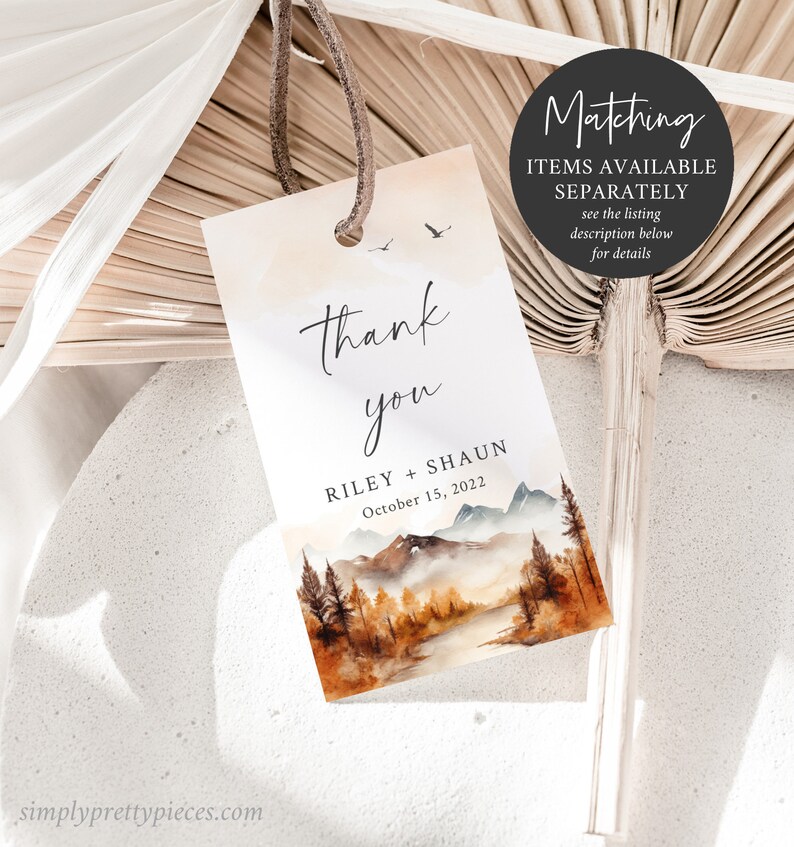 Woodland Place Card, Mountains Name Card, Forest Wedding Place Card ...