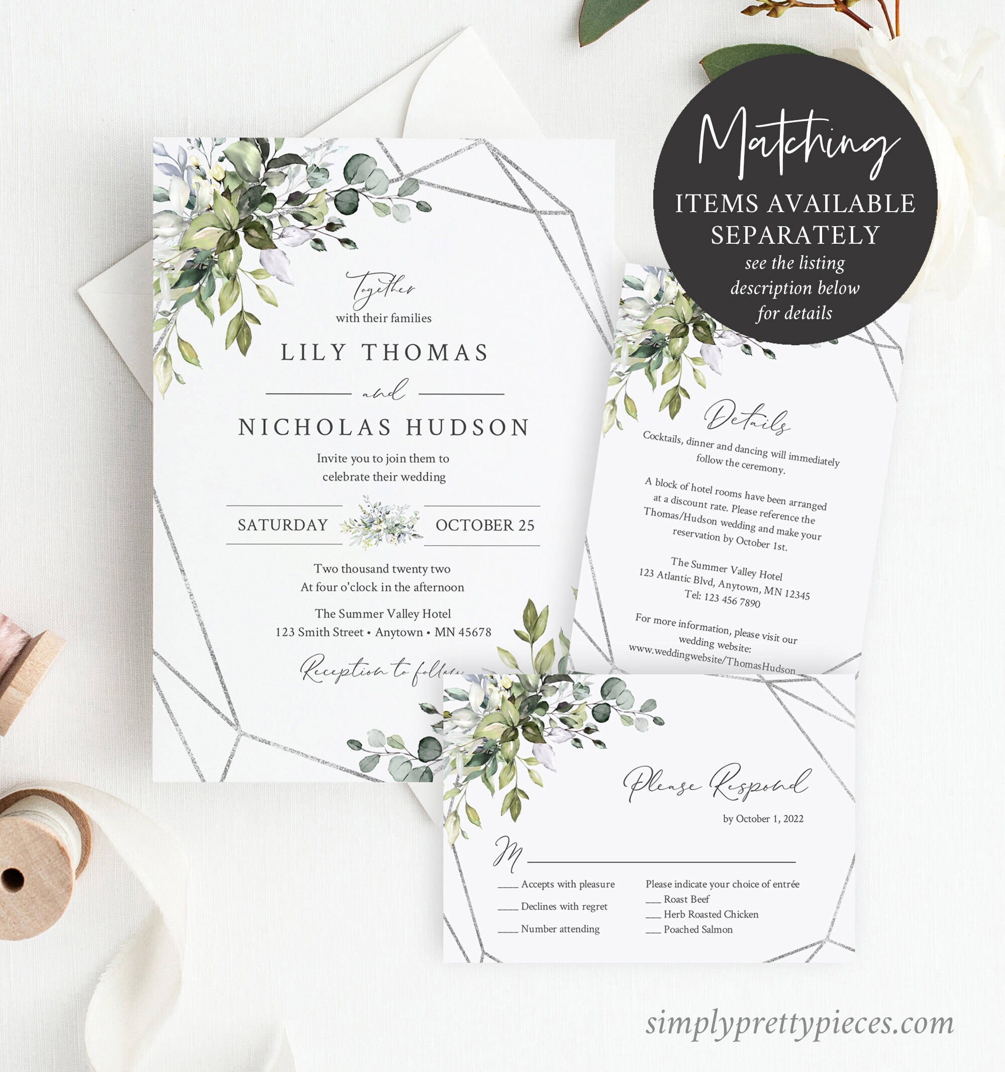 Foliage Grey Editable Wrap Around Address Label Template | Etsy