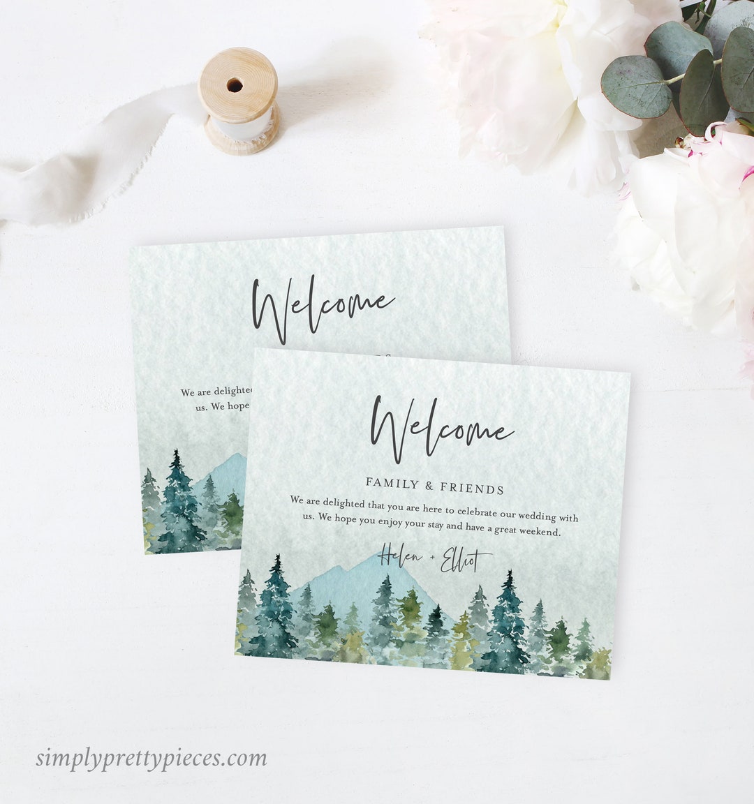 Mountains Editable Welcome Bag Labels, Printable Hotel Bag Label ...