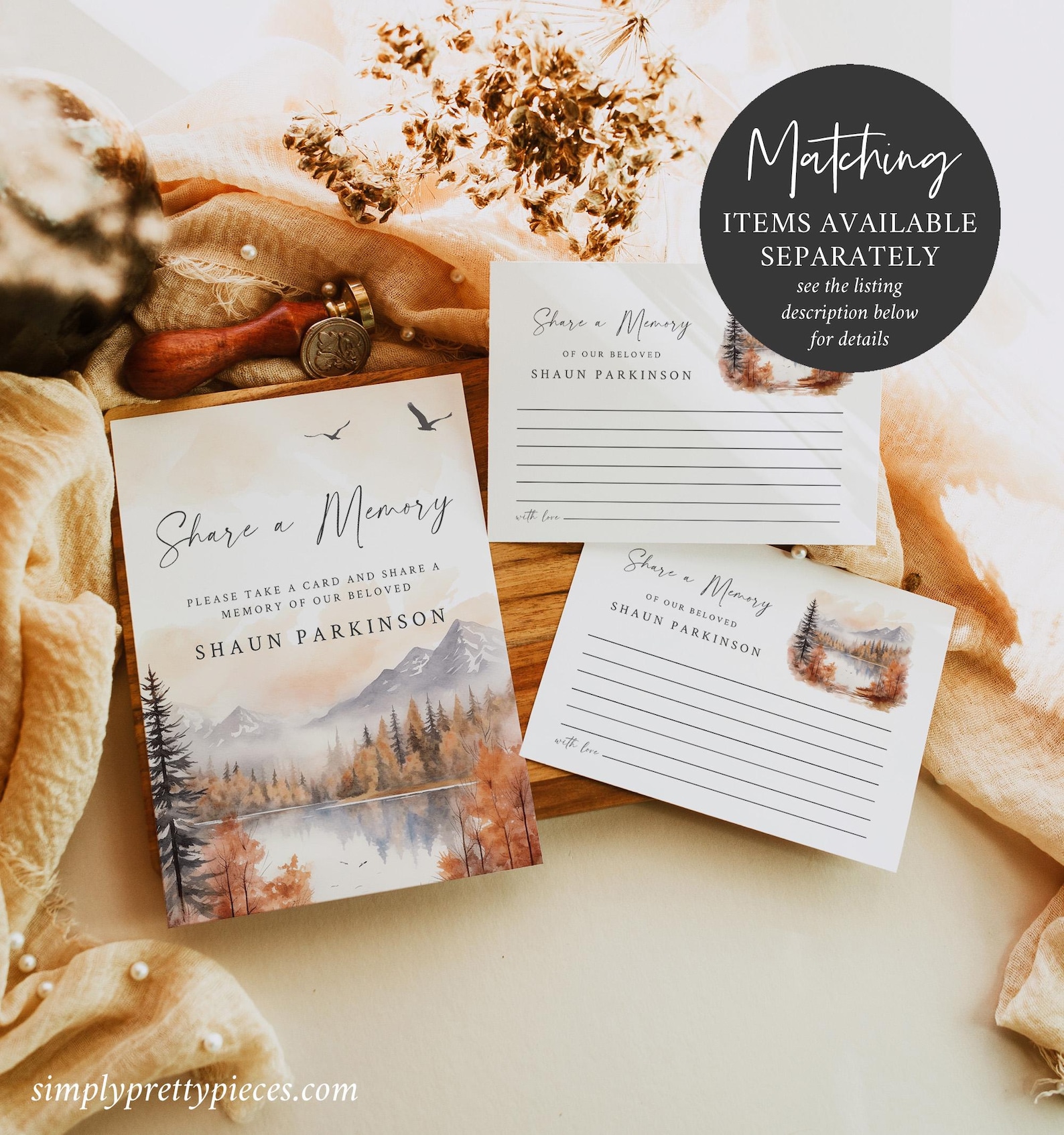 Woodland Funeral Booklet Program, Foldable Memorial Program Man ...