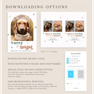 Dog Christmas Card Template With Photo Editable Furry & Bright Holiday ...