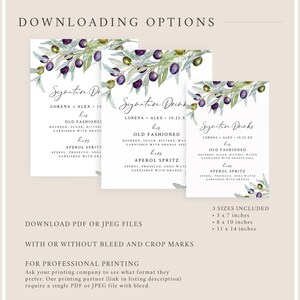 Olive Signature Drinks Sign, Editable Olive Branch Cocktails Sign ...