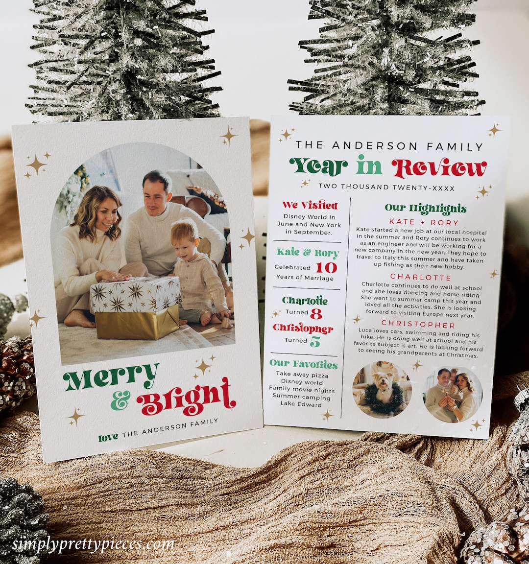 Retro Year in Review Card Template, Editable Overview of Year Card ...