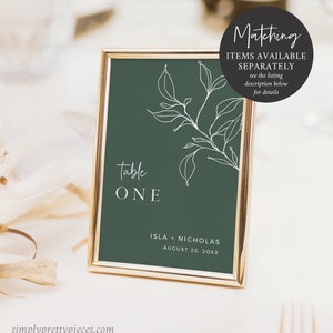 Individual Seating Chart Cards Sage Green, Botanical Table Plan Wedding ...
