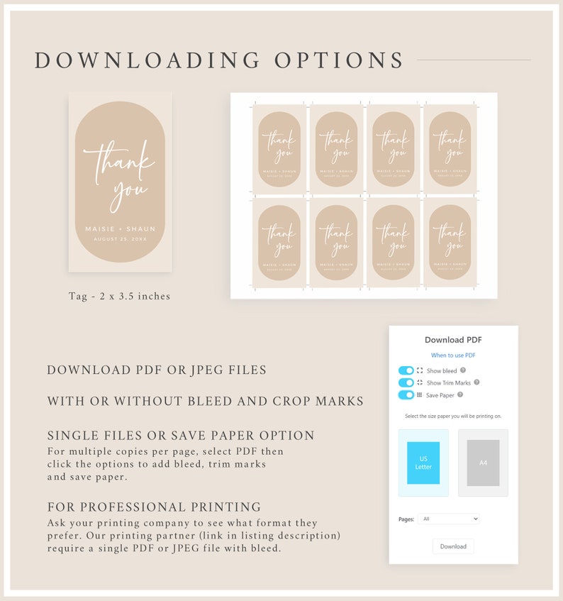 Double Arch Wedding Gift Tag Boho Wedding Favor Tags Taupe - Etsy