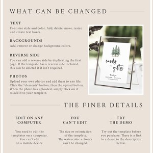 Rustic Woodland Editable Cards Gifts Sign, Minimal Gift Table Sign ...