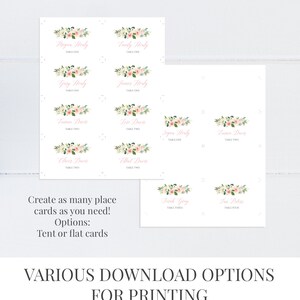 Blush Floral Editable Place Cards, Pink Floral Seating Card, Blush ...