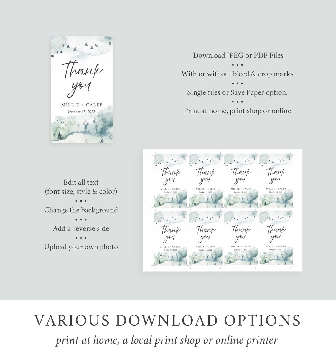 Editable Forest Favor Tags Printable Woodland Rustic Tags - Etsy