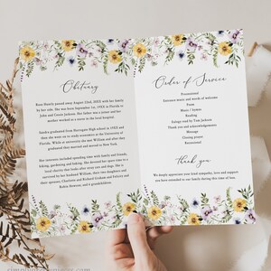 Woman's Funeral Booklet Program, Foldable Memorial Program Printable ...