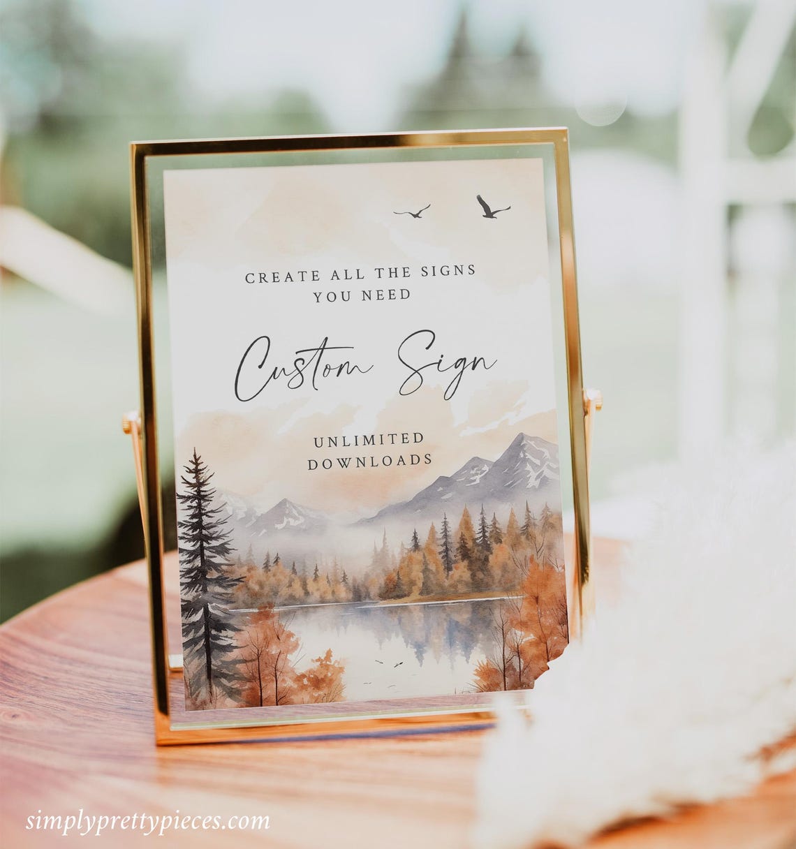 Woodland Custom Wedding Sign, Mountains Table Top Sign, Printable ...