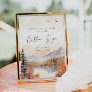 Woodland Custom Wedding Sign, Mountains Table Top Sign, Printable ...