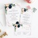 Navy Blush Geometric Editable Wedding Bundle, Printable Invitation ...