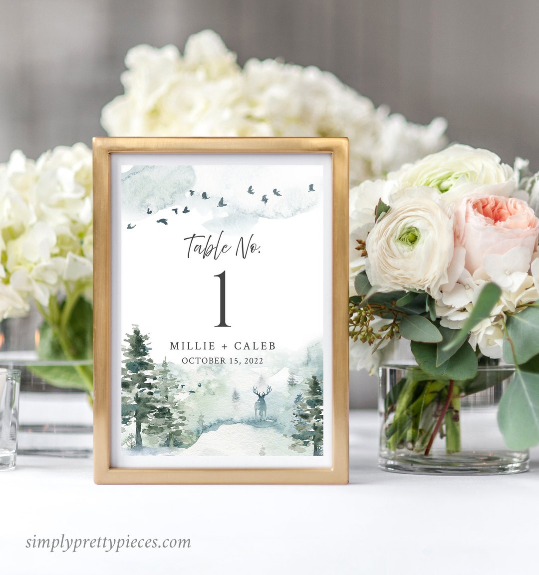 Forest Editable Table Numbers, Printable Rustic Table Numbers, Woodland ...