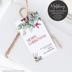 Editable Christmas Buffet Label, Printable Winter Foliage Place Cards ...