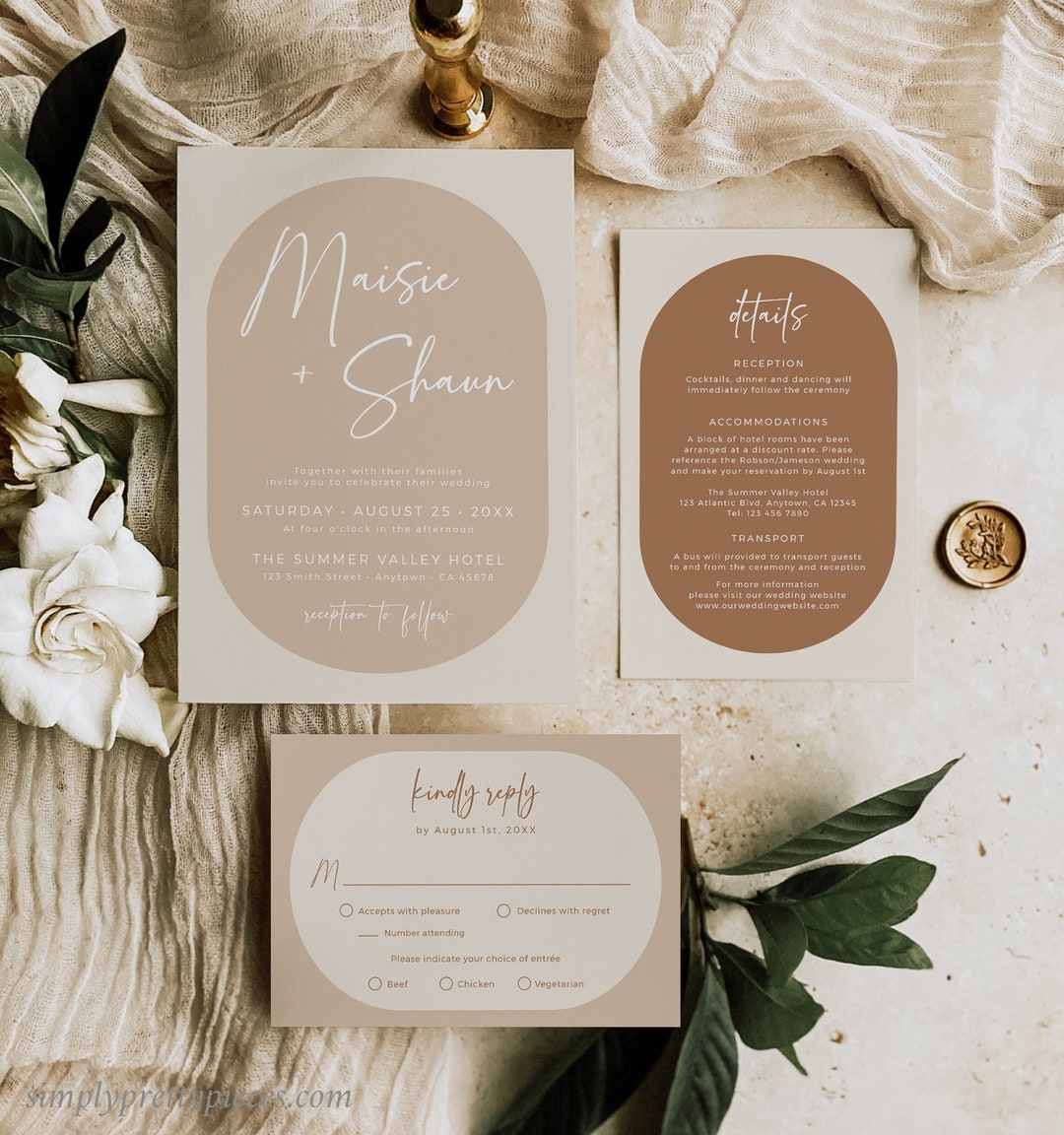 Double Arch Wedding Invitation Suite, Oval Wedding Invite Set, Modern ...