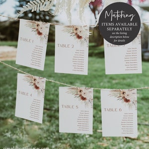 Boho Editable Table Numbers, Printable Modern Bohemian Wedding Table ...