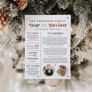 Year in Review Christmas Card With Photos, Boho Family Newsletter Card ...