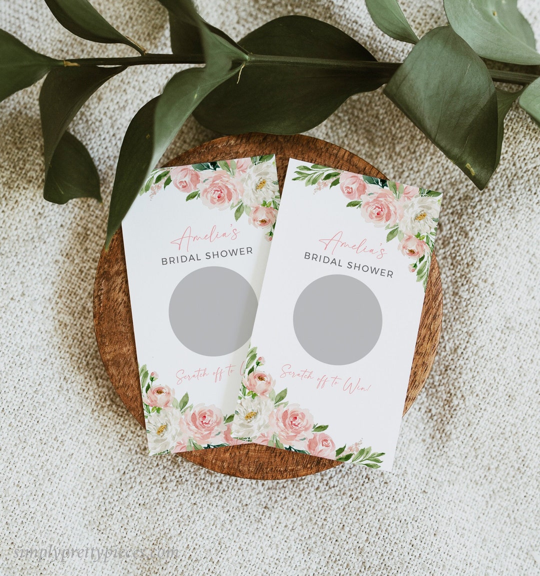 Blush Floral Scratch off Game, Printable Bridal Shower Scratch Card ...
