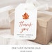 Maple Leaf Editable Tags, Printable Fall Favor Tags, Modern Autumn Tag ...