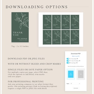 Sage Green Favor Tags, Botanical Thank You Tags, Minimalist Wedding Tag ...