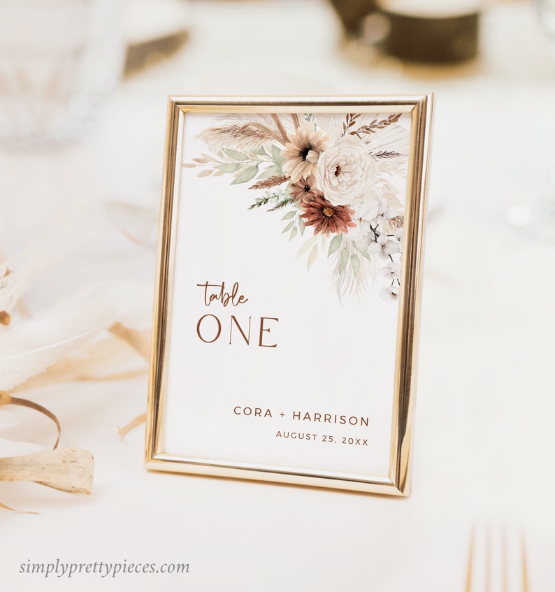 Boho Editable Table Numbers Printable Modern Bohemian Wedding - Etsy