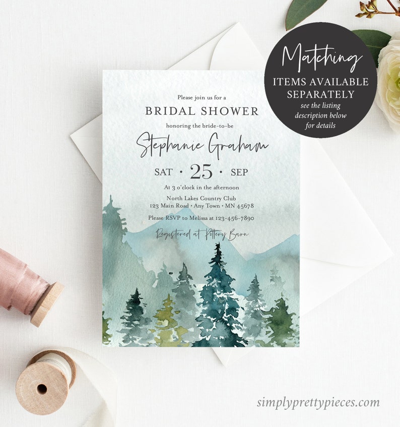 Mountains Editable Water Bottle Labels Woodland Water Bottle | Etsy