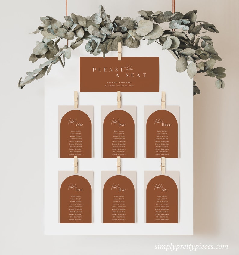 Boho Arch Editable Seating Chart Template Terracotta Arched - Etsy