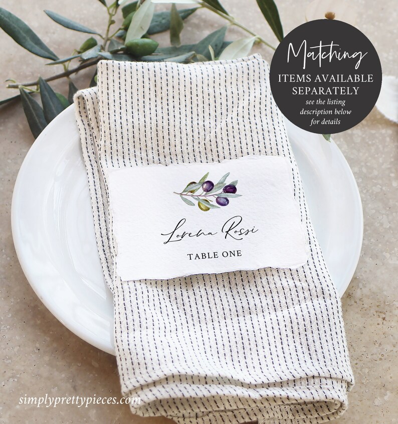 Editable Olive Favor Tags Printable Olive Tree Branch Tags | Etsy