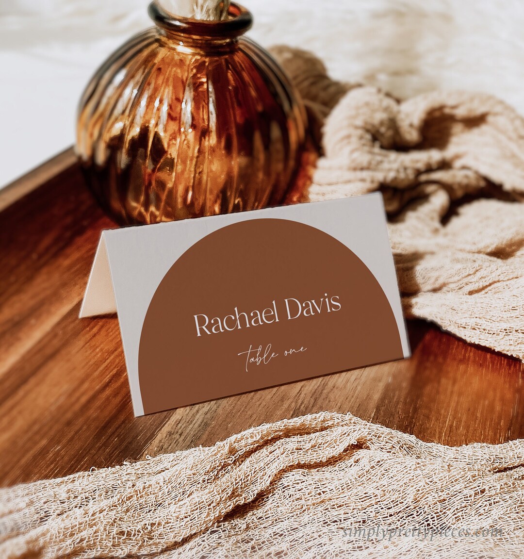 Arch Name Card Editable Arched Place Cards, Terracotta Name Card Modern ...