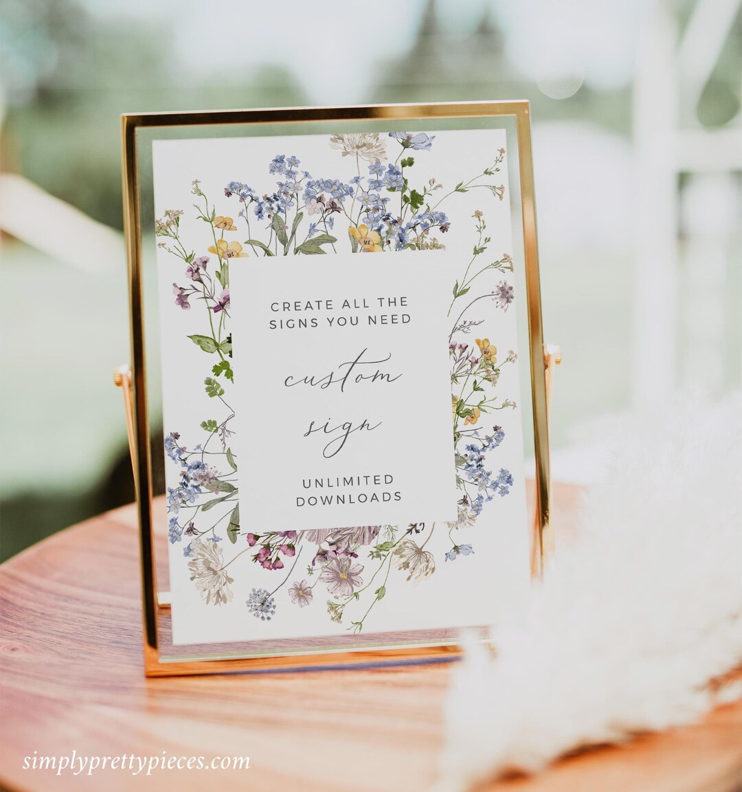 Wildflower Custom Wedding Sign, Wildflower Table Top Sign, Printable ...
